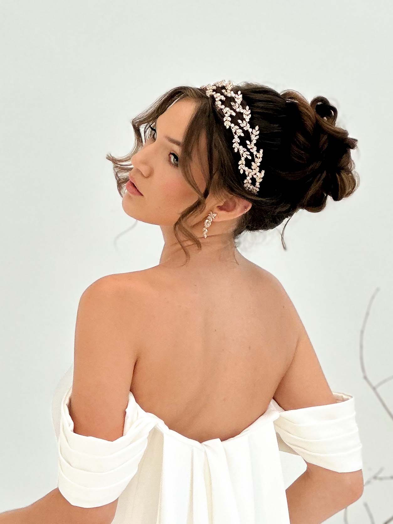 CHANTELLE in Gold – Bridal Crystal Crown | Wild Laurel Bridal Accessories